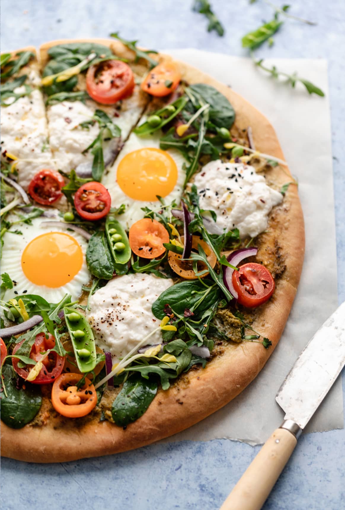 Spring Greens Burrata Pizza - Yoga of Cooking